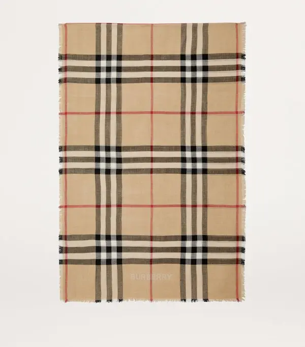 Burberry Wool-silk Reversible Check Scarf - Grey
