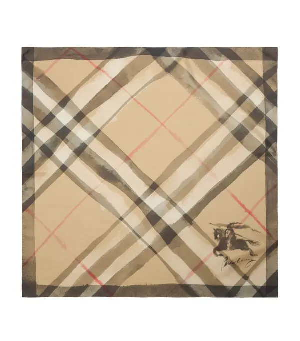 Burberry Silk Watercolour Check Scarf - Beige