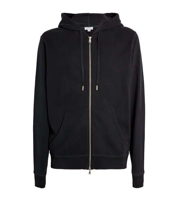 Sunspel Loopback Zip-up Hoodie - Black