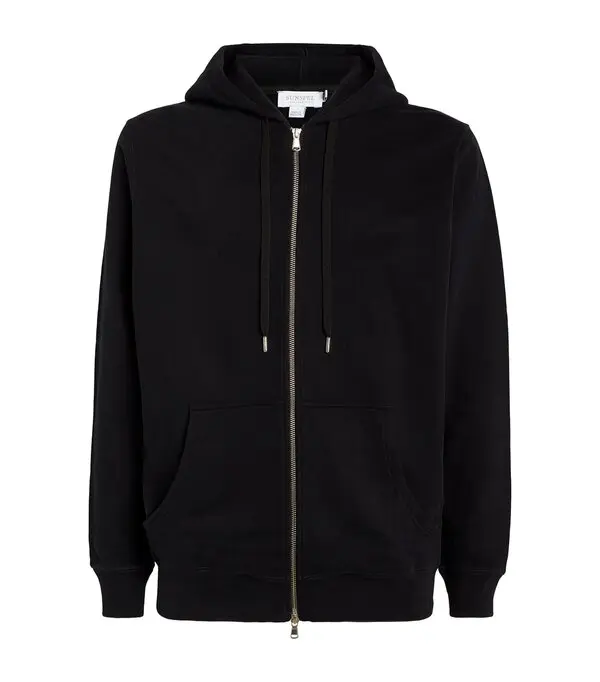 Sunspel Loopback Zip-up Hoodie - Black