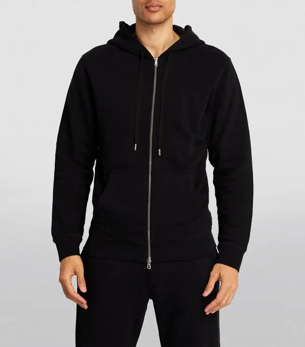 Sunspel Loopback Zip-up Hoodie - Black