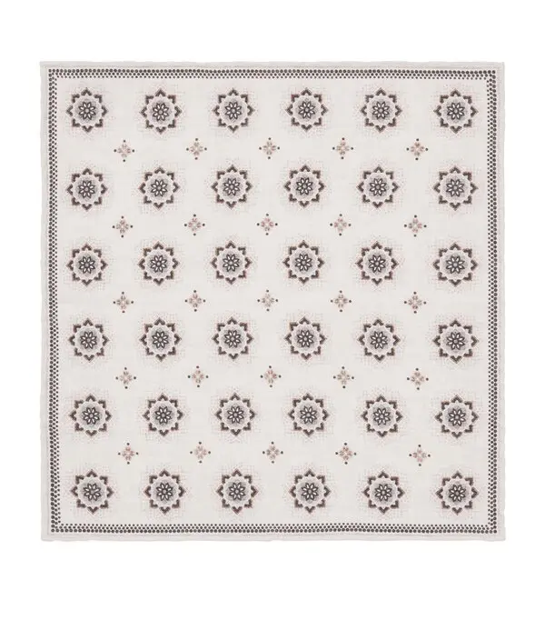 Eleventy Cotton-wool Printed Pocket Square - White