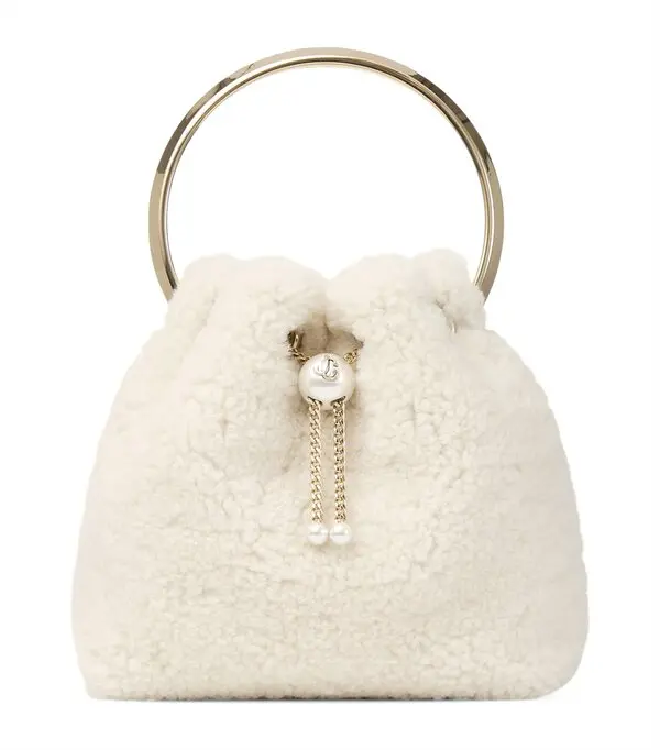 JIMMY CHOO Bon Bon Shearling Top-handle Pouch Bag