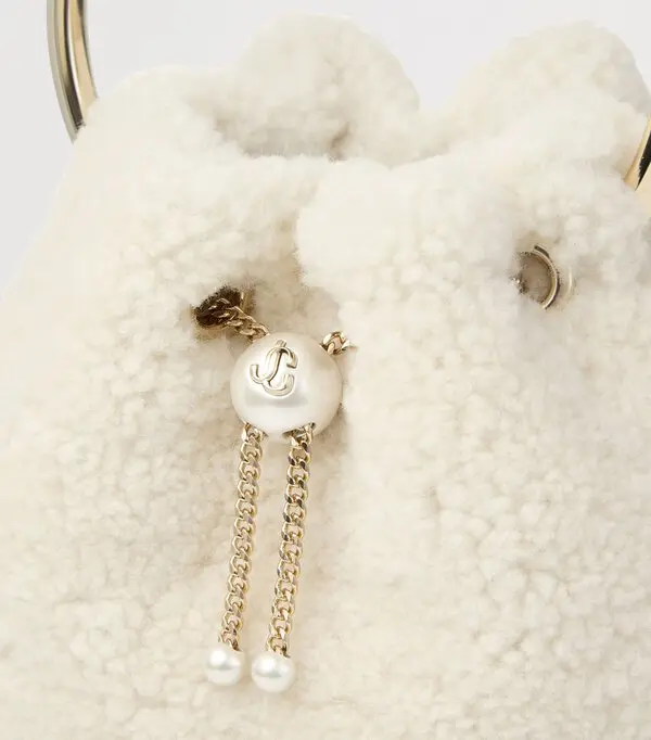 JIMMY CHOO Bon Bon Shearling Top-handle Pouch Bag