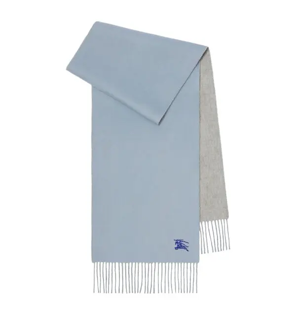 Burberry Cashmere Reversible Ekd Scarf - Blue
