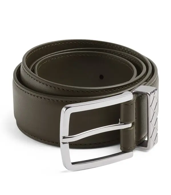Bottega Veneta Leather Intreccio Loop Belt - Green
