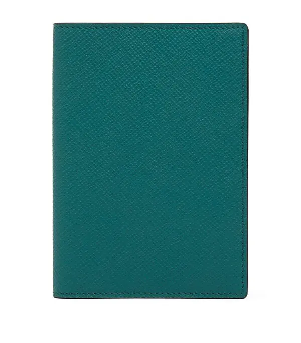 Smythson Panama Leather Passport Cover - Blue