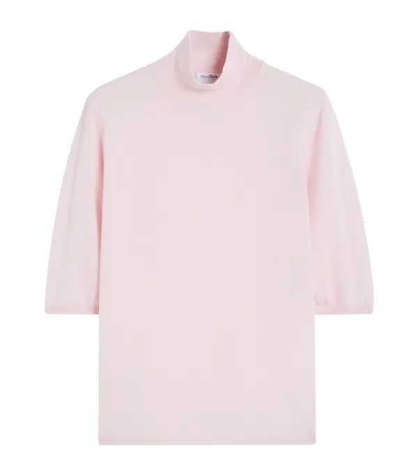 Max Mara Virgin Wool High-neck Top - Pink