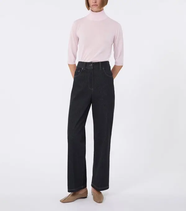 Max Mara Virgin Wool High-neck Top - Pink