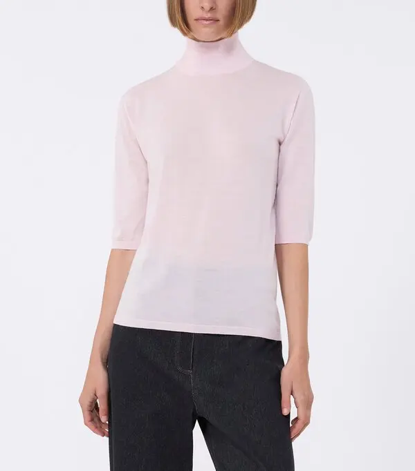 Max Mara Virgin Wool High-neck Top - Pink