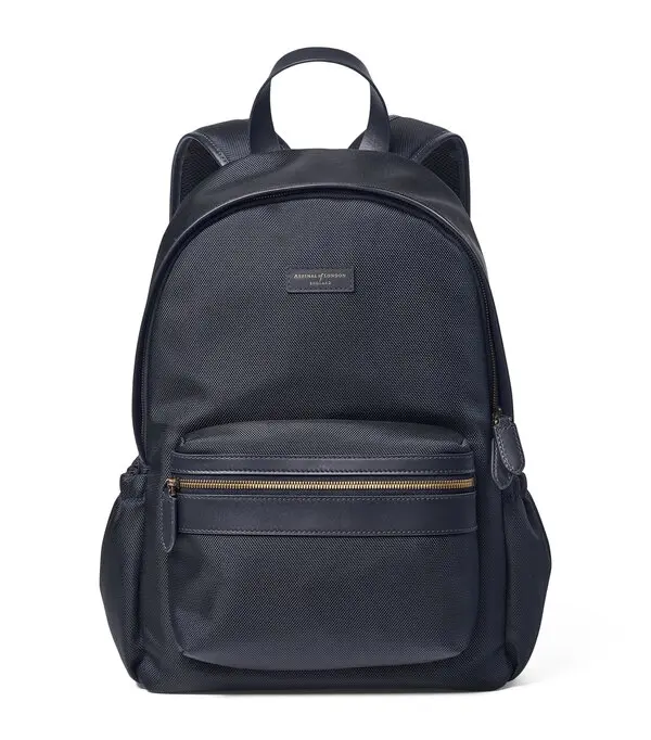 ASPINAL OF LONDON Nylon Backpack With Leather Trim - Blue