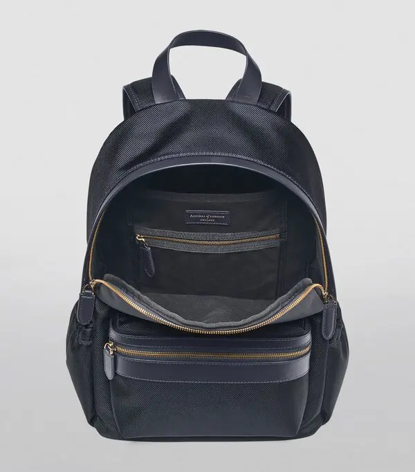 ASPINAL OF LONDON Nylon Backpack With Leather Trim - Blue
