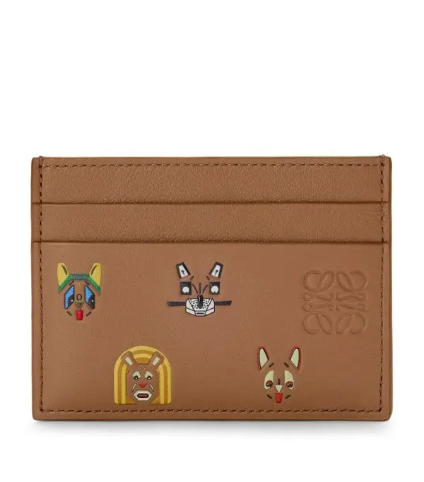 Loewe X Louis Wain Leather Cats Card Holder - Brown
