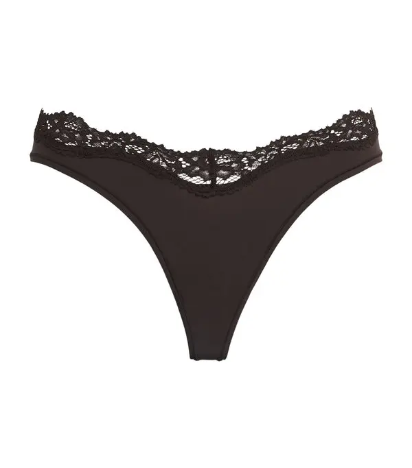 SKIMS Lace-trim Fits Everybody Dipped Thong - Brown