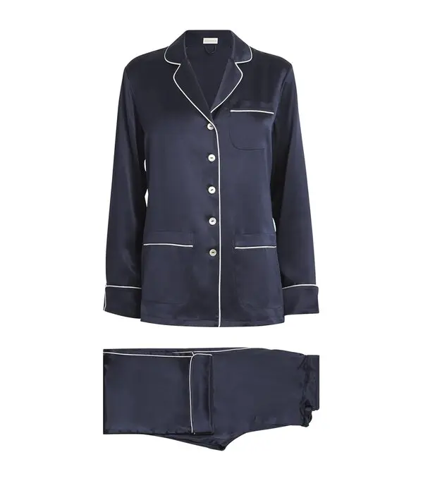 Olivia Von Halle Silk Coco Pyjama Set - Navy