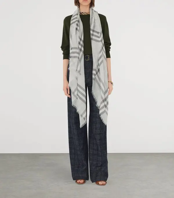 Burberry Wool Wide Check Scarf