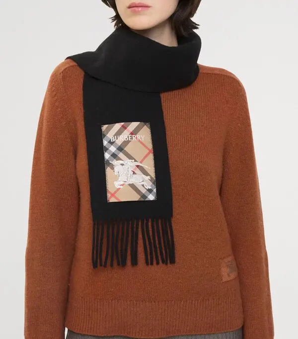 Burberry Cashmere Check Scarf - Black