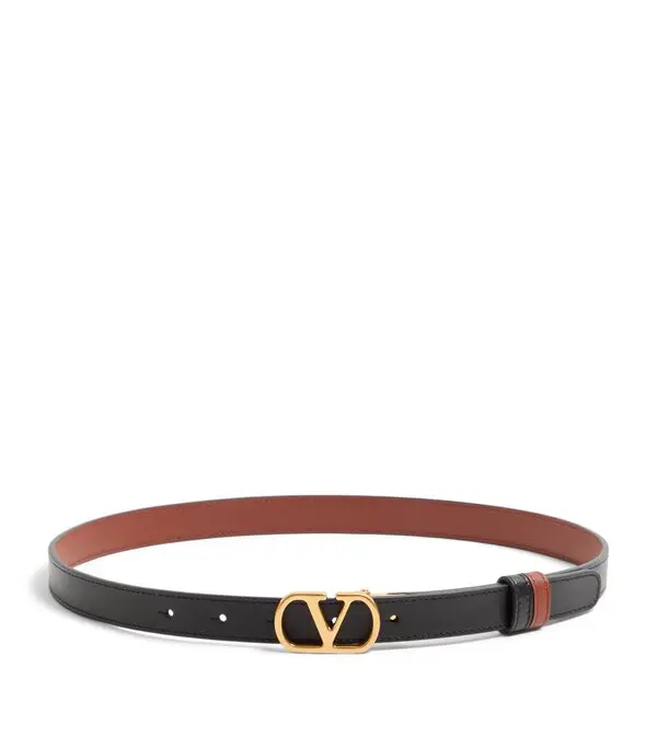 Valentino Garavani Leather Reversible Vlogo Signature Belt - Brown