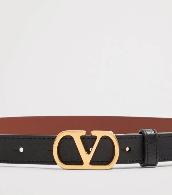Valentino Garavani Leather Reversible Vlogo Signature Belt - Brown