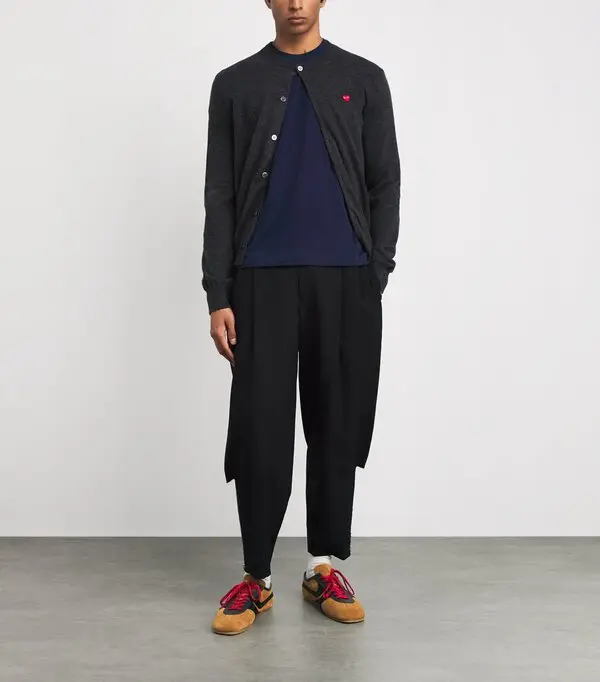 Play Comme Des Garcon Embroidered Double-heart T-shirt - Navy