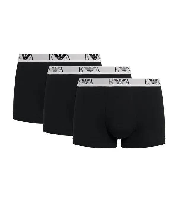 Emporio Armani Stretch-cotton Logo Trunks - Black