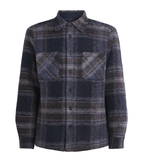 WAX LONDON Wool-blend Check Whiting Overshirt - Navy