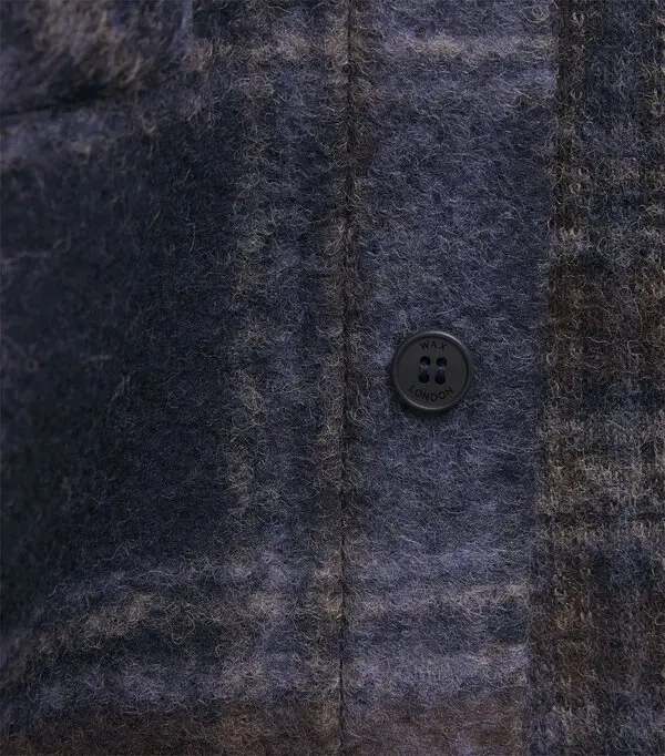 WAX LONDON Wool-blend Check Whiting Overshirt - Navy