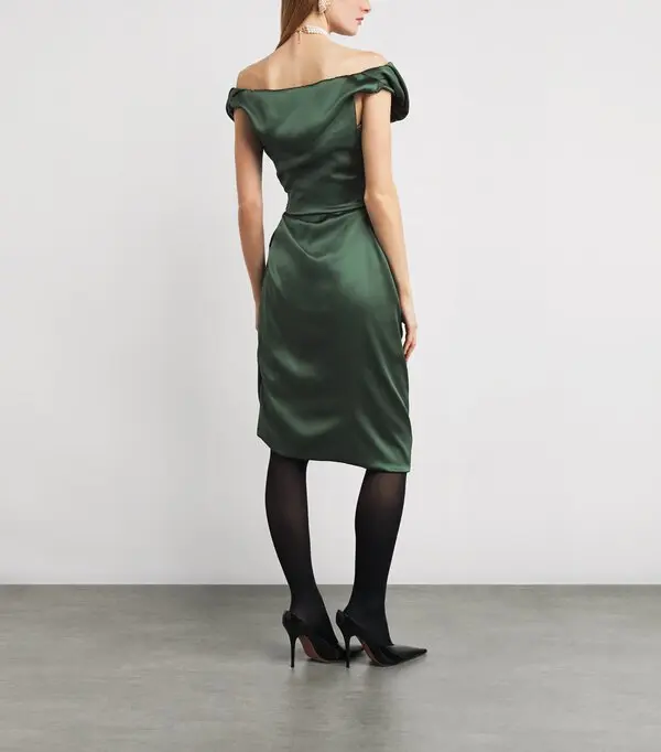 Satin Ginnie Amber Midi Dress - Green