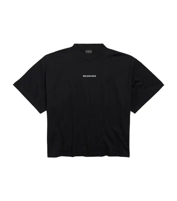 Balenciaga Logo Cropped T-shirt - Black