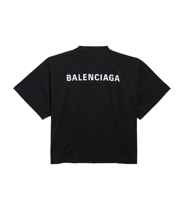 Balenciaga Logo Cropped T-shirt - Black