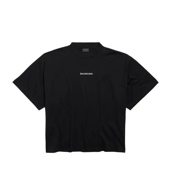 Balenciaga Logo Cropped T-shirt - Black