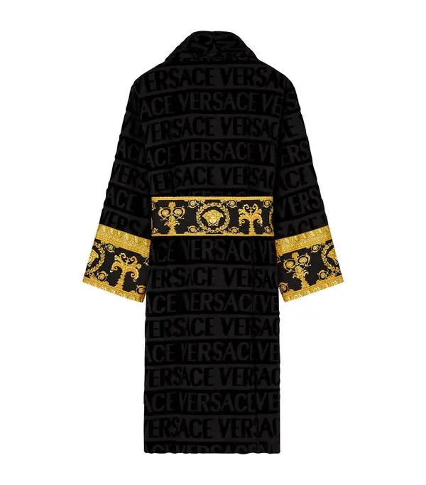 Versace Cotton Baroque Robe - Black