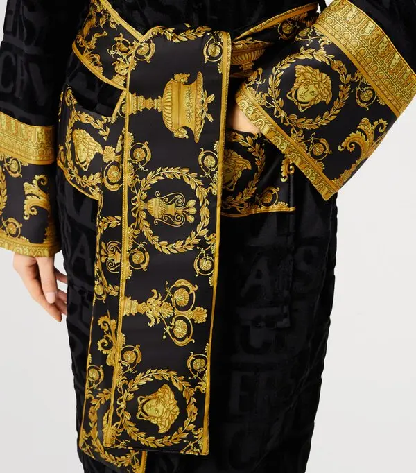 Versace Cotton Baroque Robe - Black
