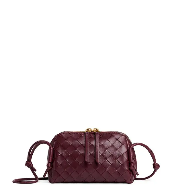 Bottega Veneta Woven Leather Crossbody Pouch - Red