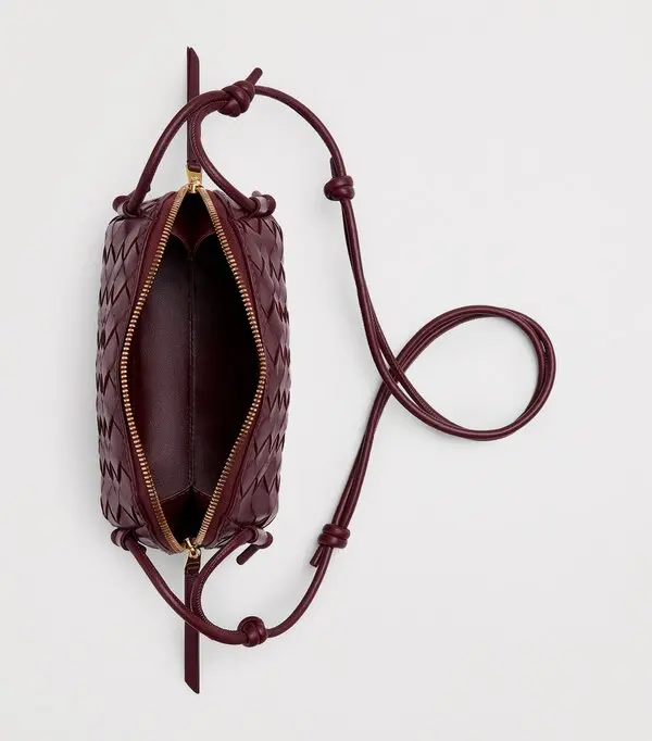 Bottega Veneta Woven Leather Crossbody Pouch - Red