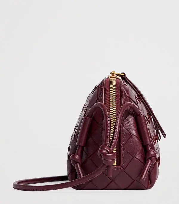 Bottega Veneta Woven Leather Crossbody Pouch - Red
