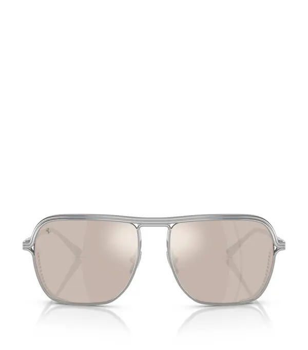 FERRARI Logo-detail Aviator Sunglasses - Silver