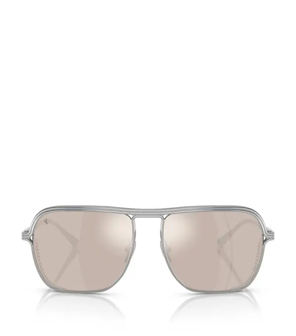 FERRARI Logo-detail Aviator Sunglasses - Silver