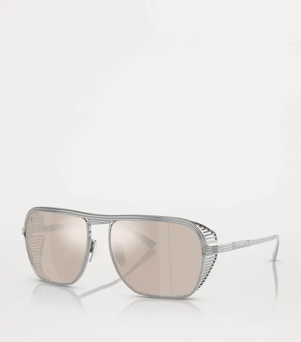 FERRARI Logo-detail Aviator Sunglasses - Silver