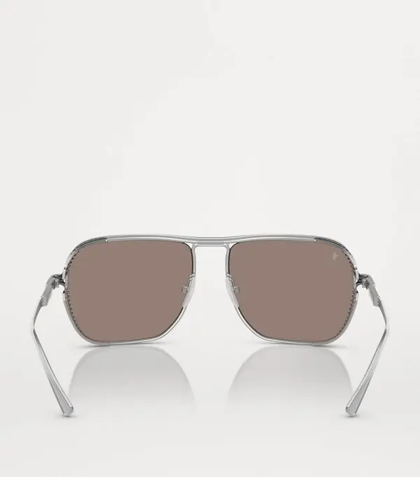 FERRARI Logo-detail Aviator Sunglasses - Silver