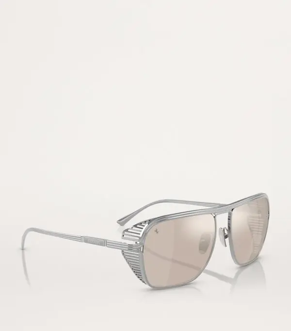 FERRARI Logo-detail Aviator Sunglasses - Silver