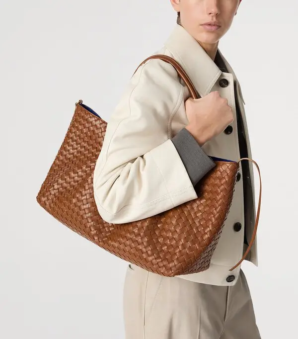 Bottega Veneta Leather Pinacoteca Tote Bag - Brown