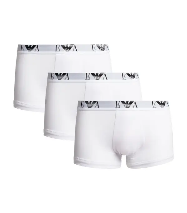 Emporio Armani Stretch-cotton Eagle Monogram Trunks - White