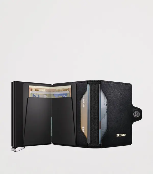SECRID Embossed Leather Lines Twinwallet - Black