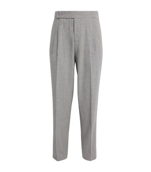 Isaia Wool-blend Pleated Trousers - Black