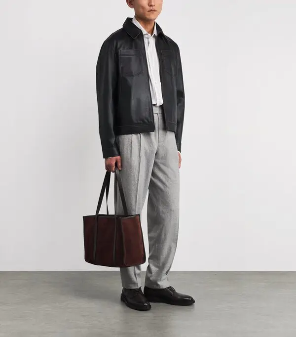 Isaia Wool-blend Pleated Trousers - Black