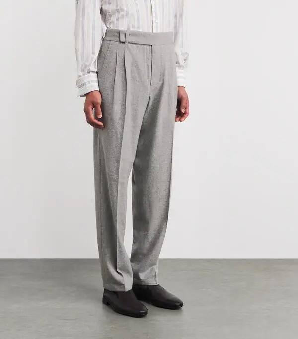Isaia Wool-blend Pleated Trousers - Black