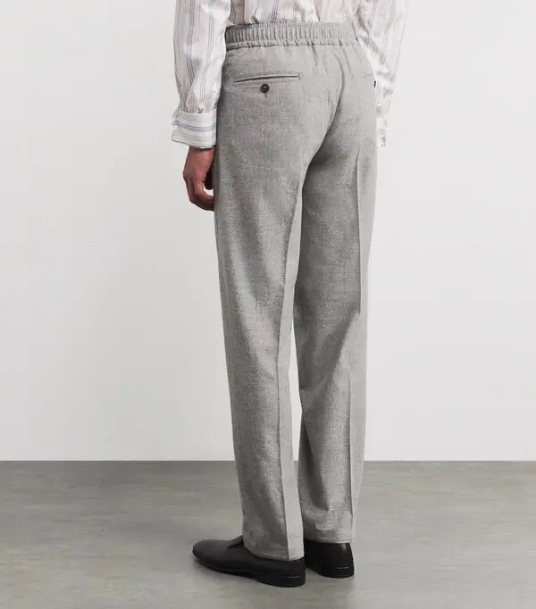 Isaia Wool-blend Pleated Trousers - Black