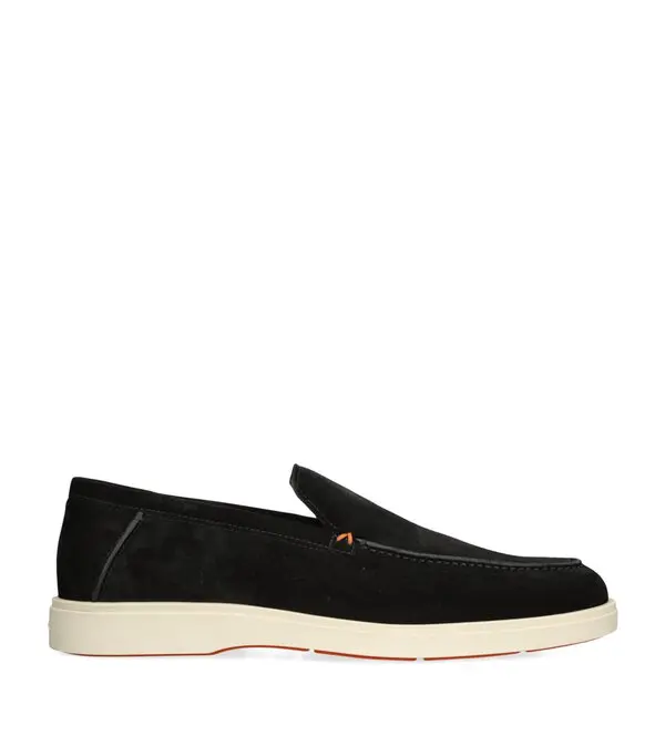 Santoni Suede Detroit Loafers - Black