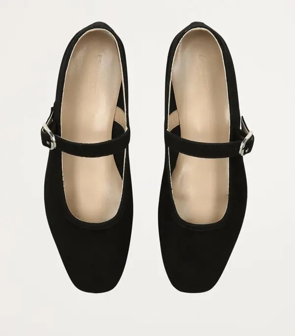 Le Monde Beryl Suede Mary Jane Ballet Flats - Black